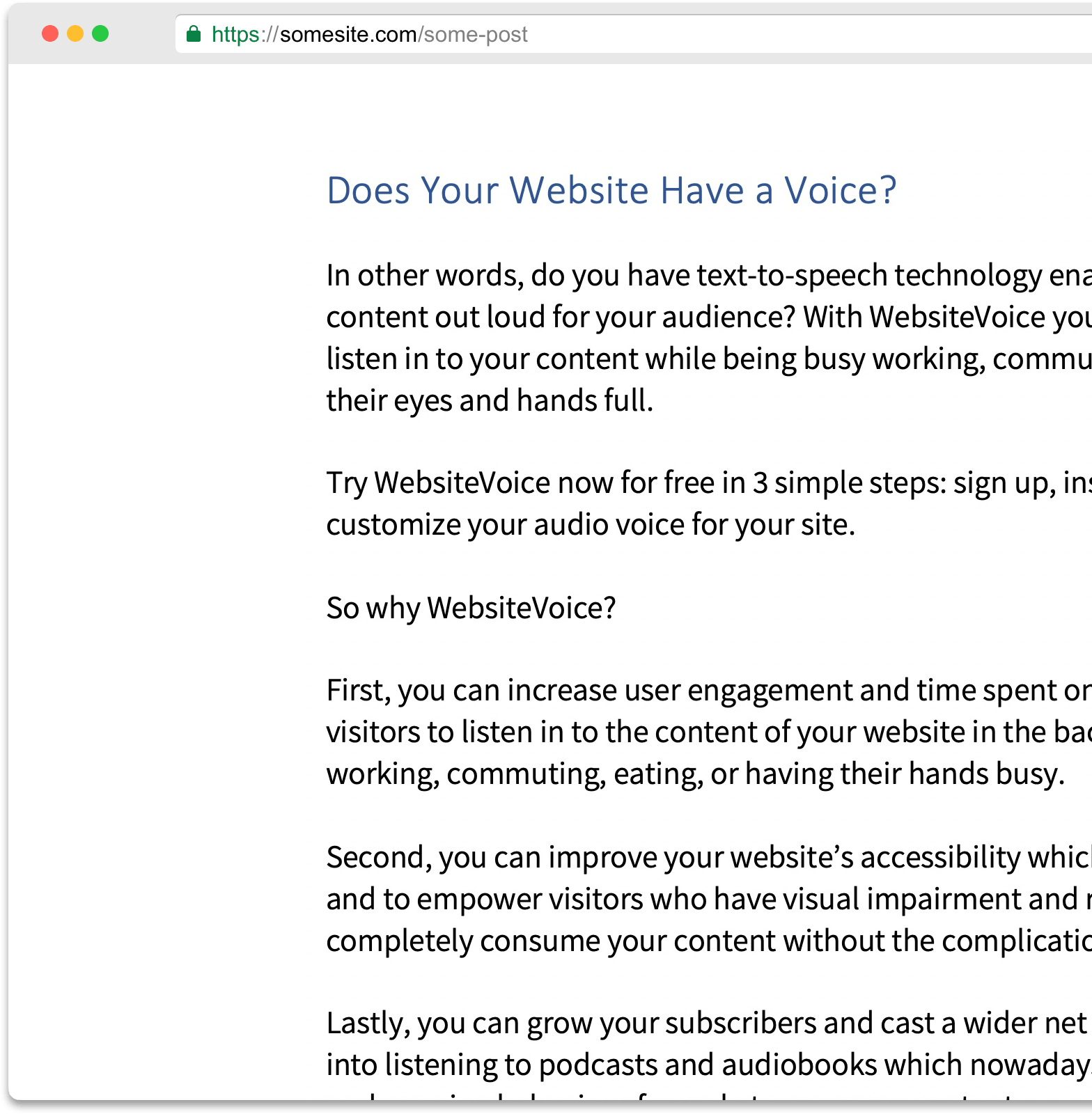 Add Free Text-to-Speech to Your Site | WebsiteVoice